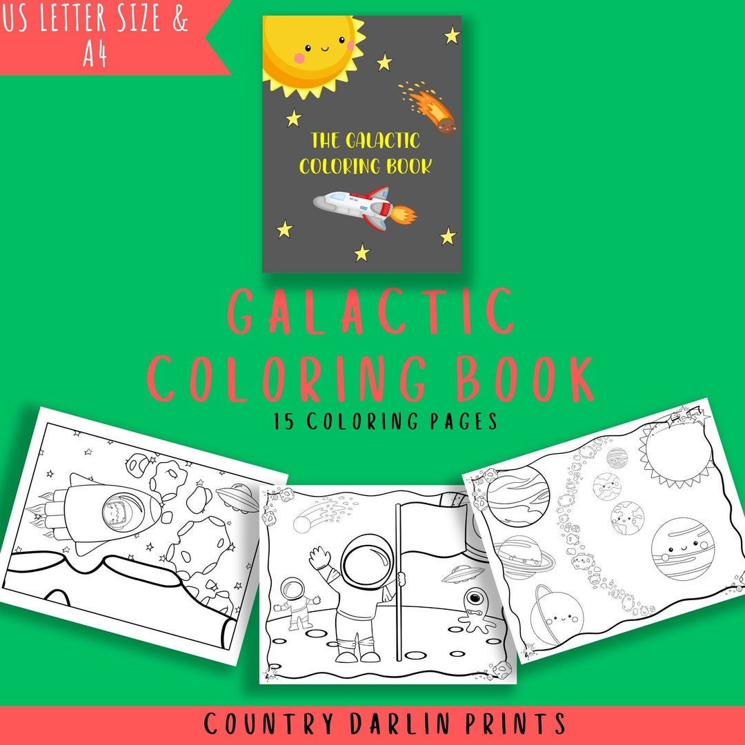 Galactic Coloring Book PDF, Space Theme, Space Birthday Party, Children ...
