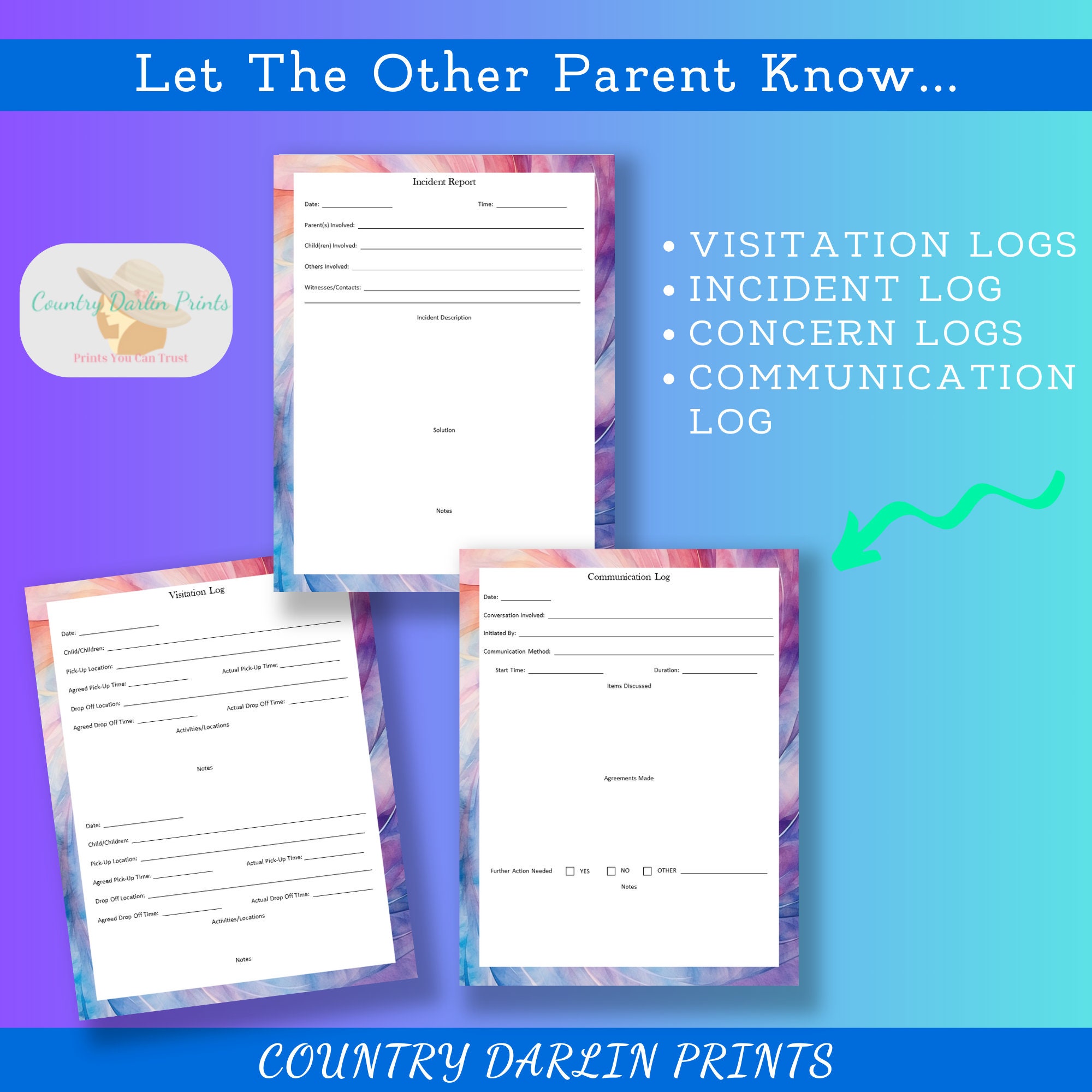 Co Parenting Planner, Coparenting Calendar, Shared Custody Journal ...