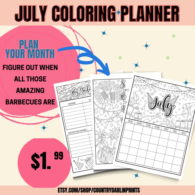 July Planner | July Printable Calendar | July Printables | July ...