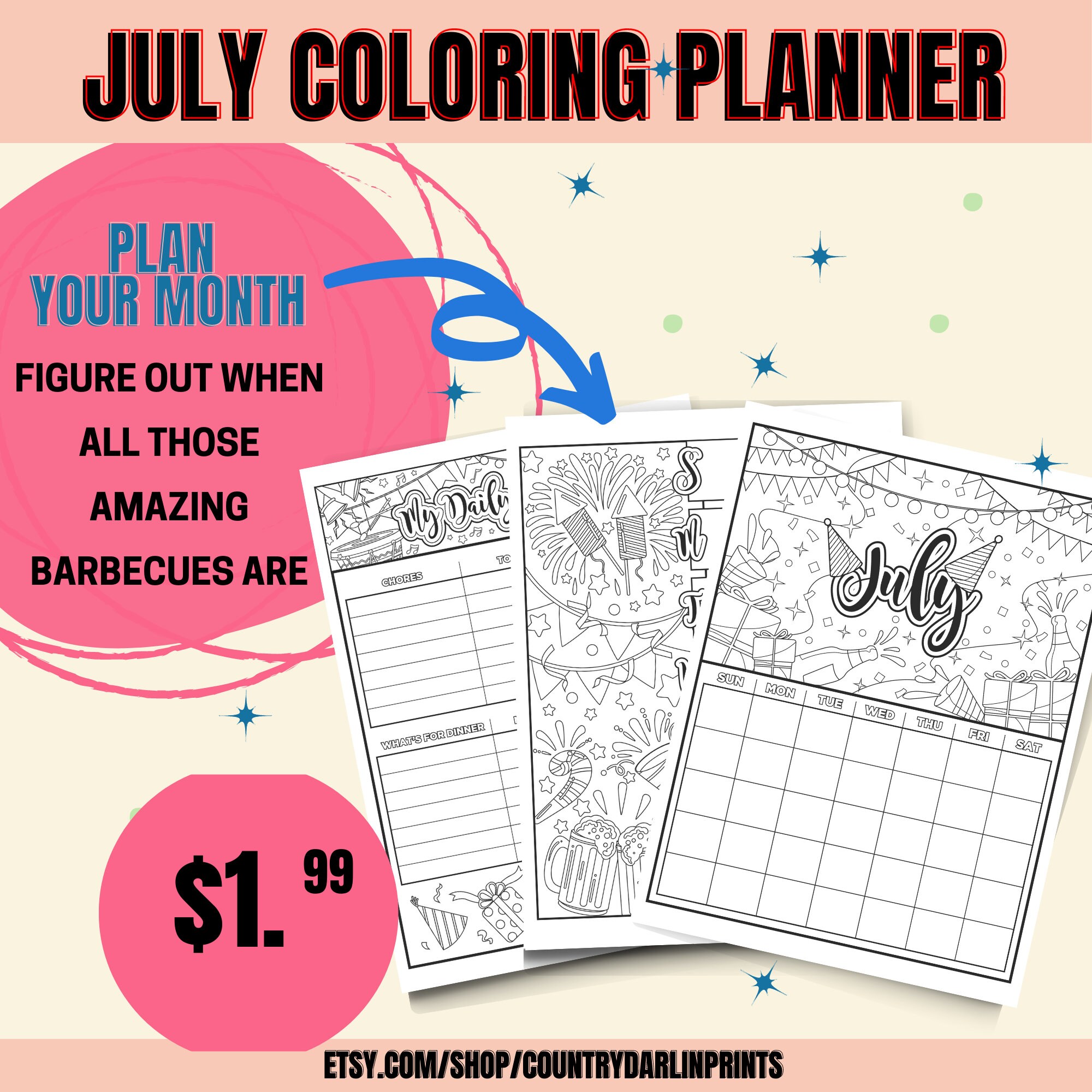 July Planner | July Printable Calendar | July Printables | July ...