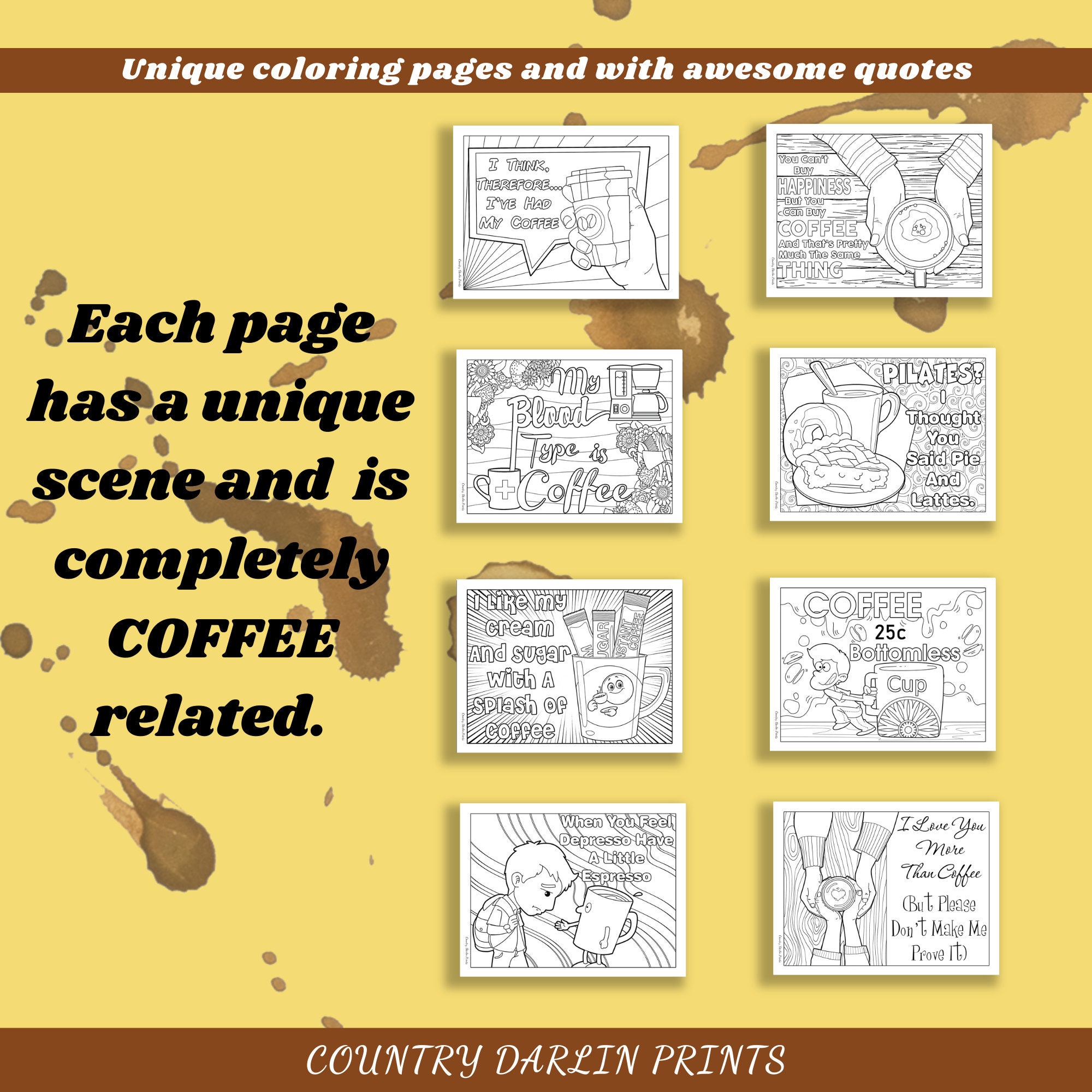 Coffee Lovers Coloring Book PDF, Adult Coloring Pages, Coffee Lovers ...