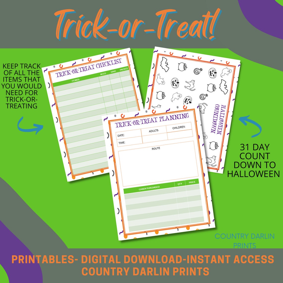 Halloween Planning Kit Printable, Trick or Treat Printable, Costume ...