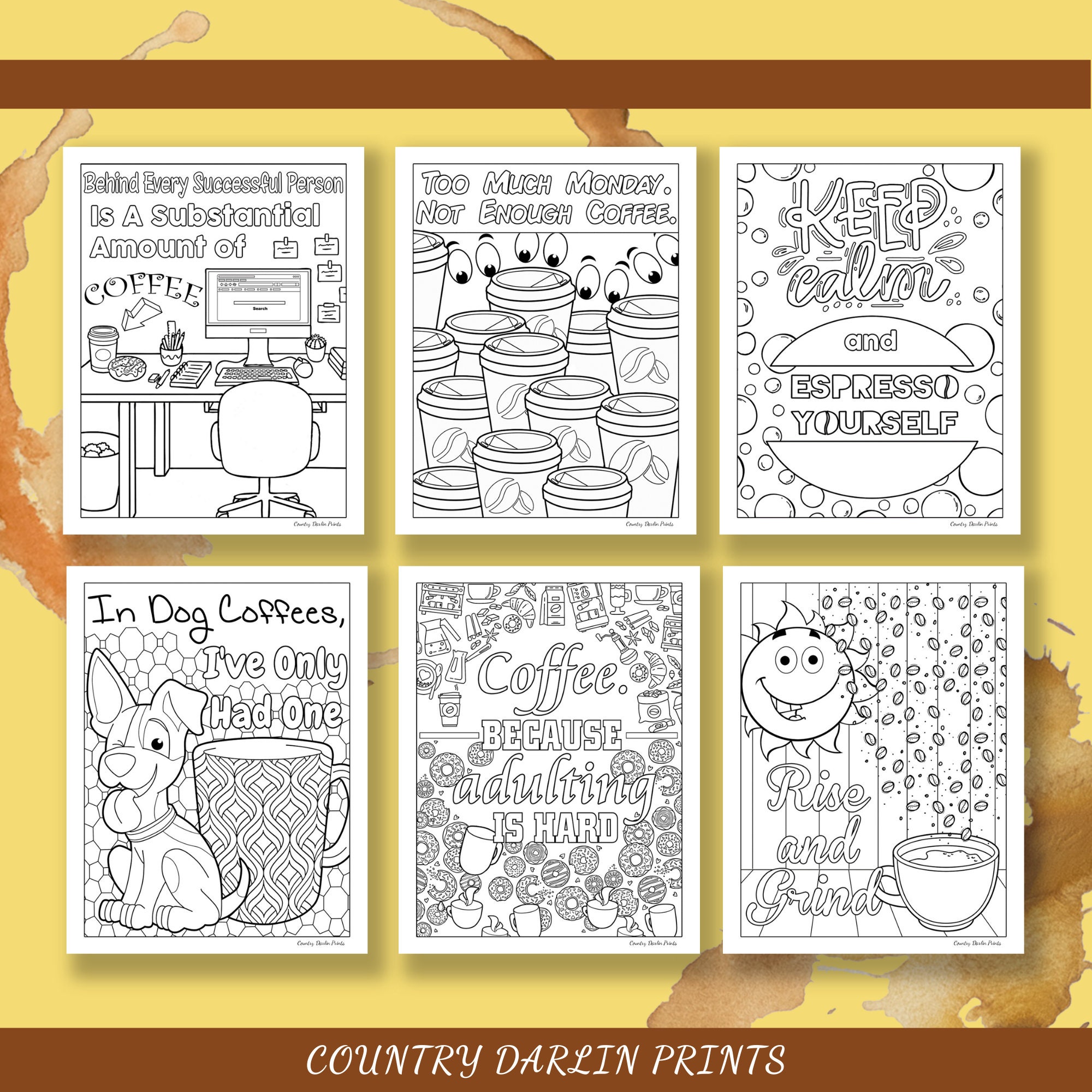 Coffee Lovers Coloring Book PDF, Adult Coloring Pages, Coffee Lovers ...