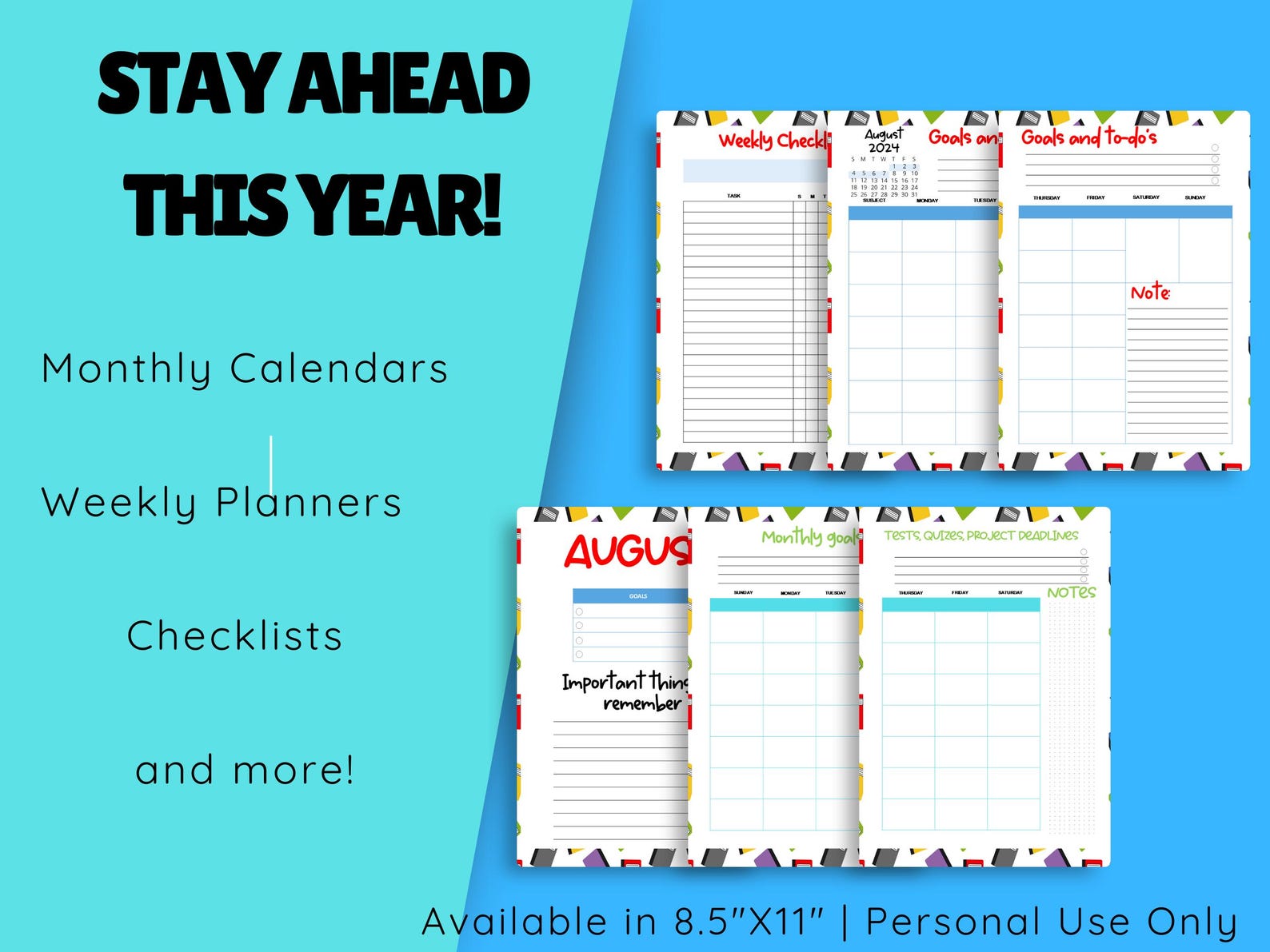 Student Printable Planner, 20242025 School Planner, Assignment Tracker ...