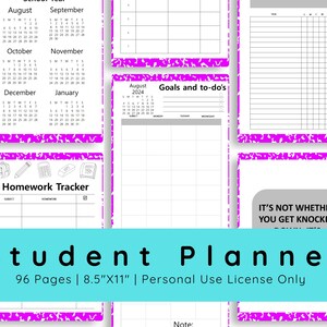 Student Planner Printable, Student Organizer, Back to School 2024-2025 ...