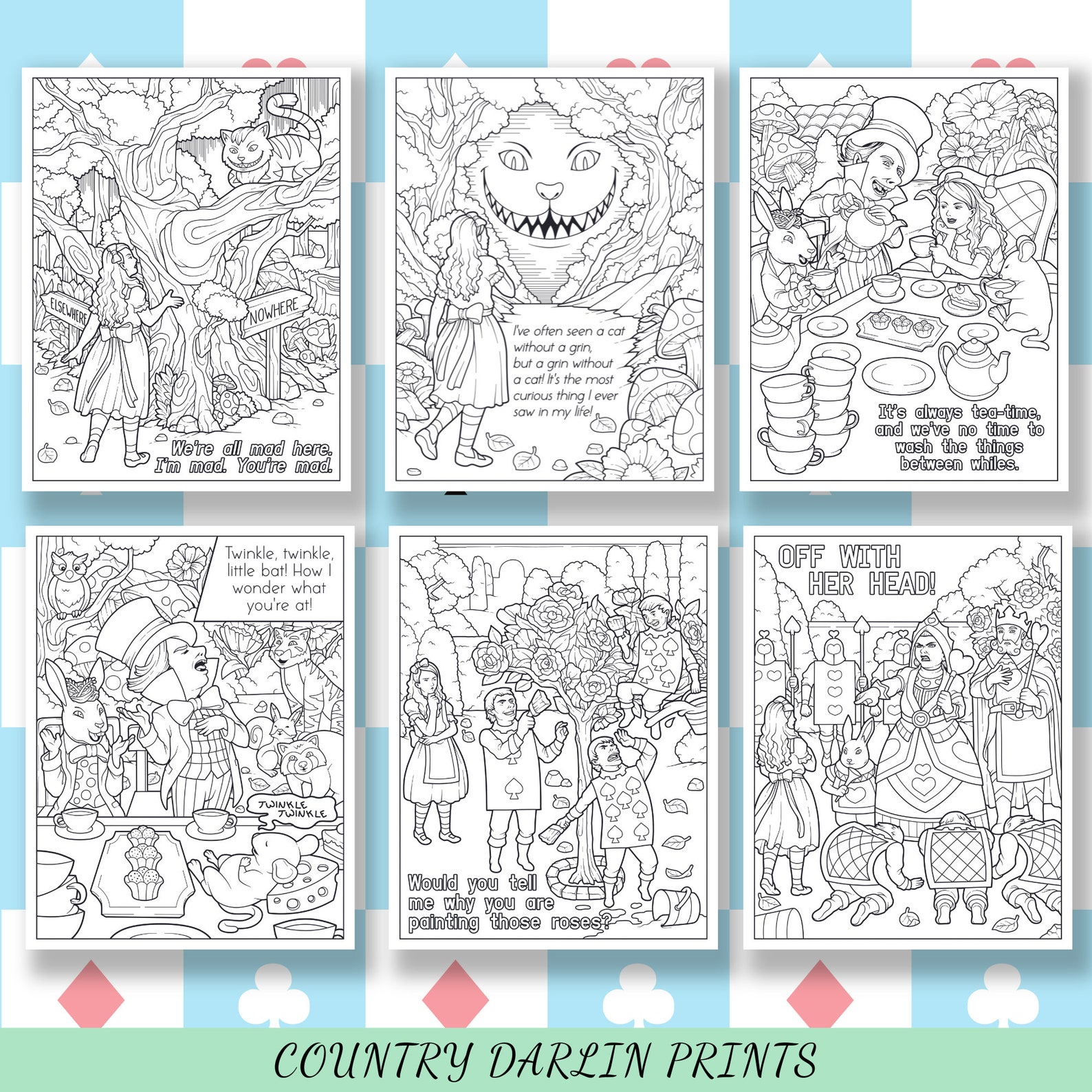 Alice in Wonderland Coloring Pages Story Coloring Pages - Etsy