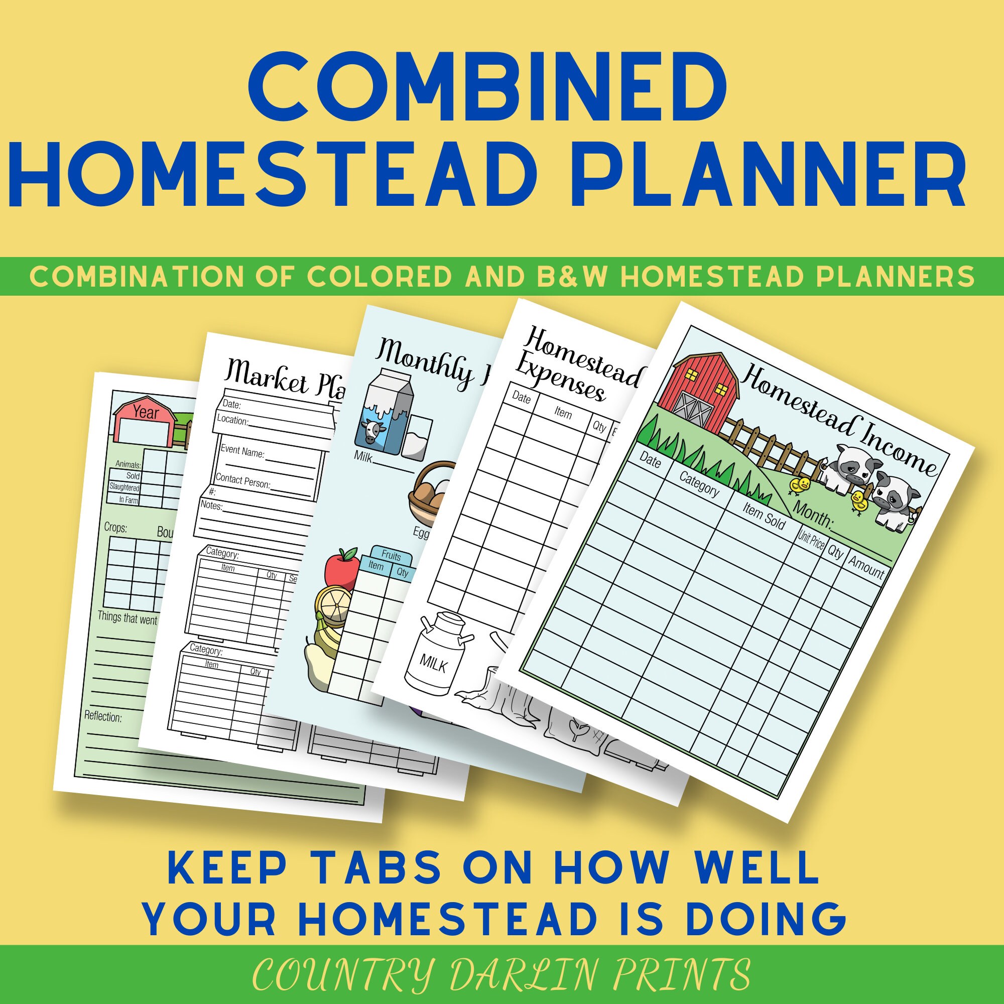 Special Combined Homestead Planner Black and White AND Colored ...