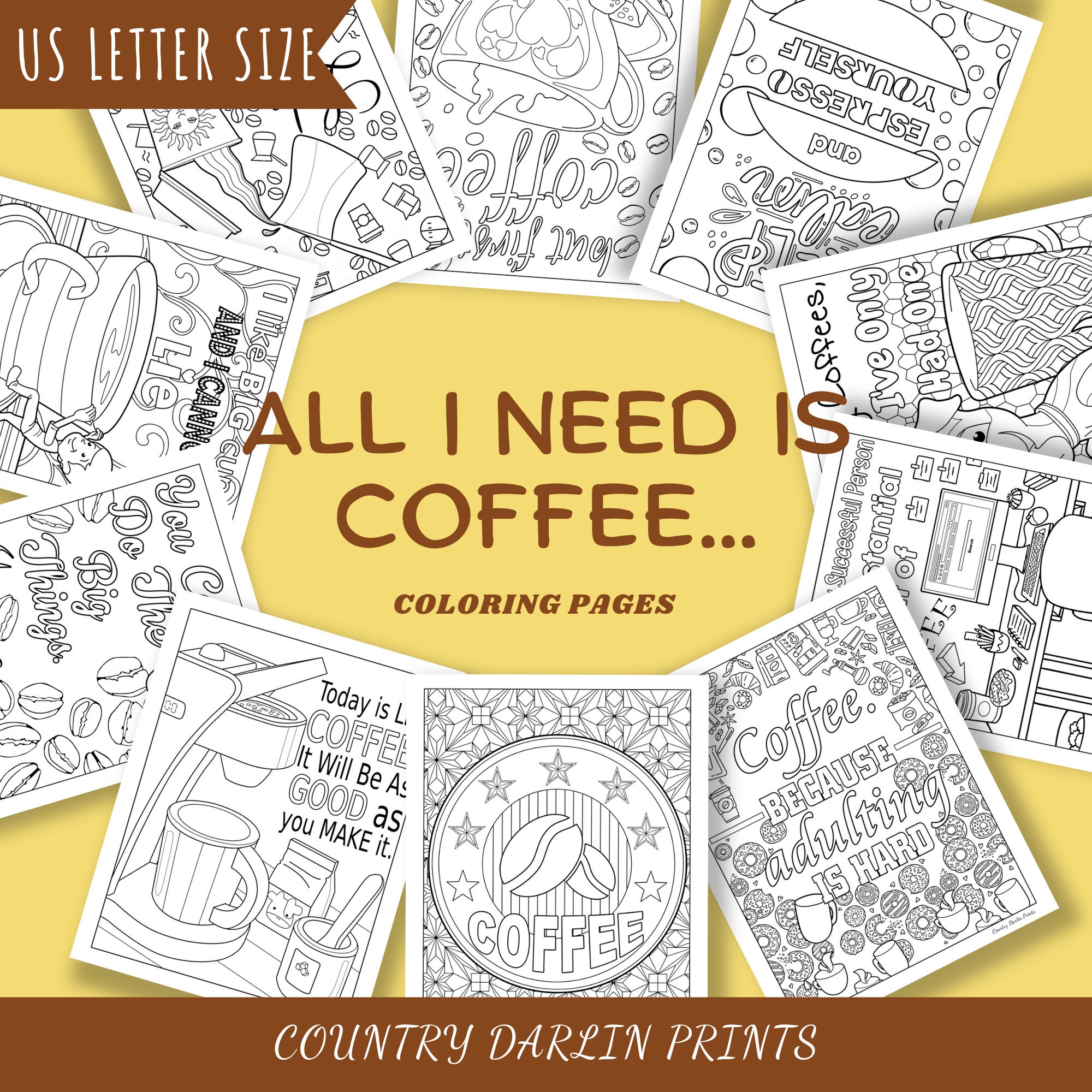 Coffee Lovers Coloring Book PDF, Adult Coloring Pages, Coffee Lovers ...
