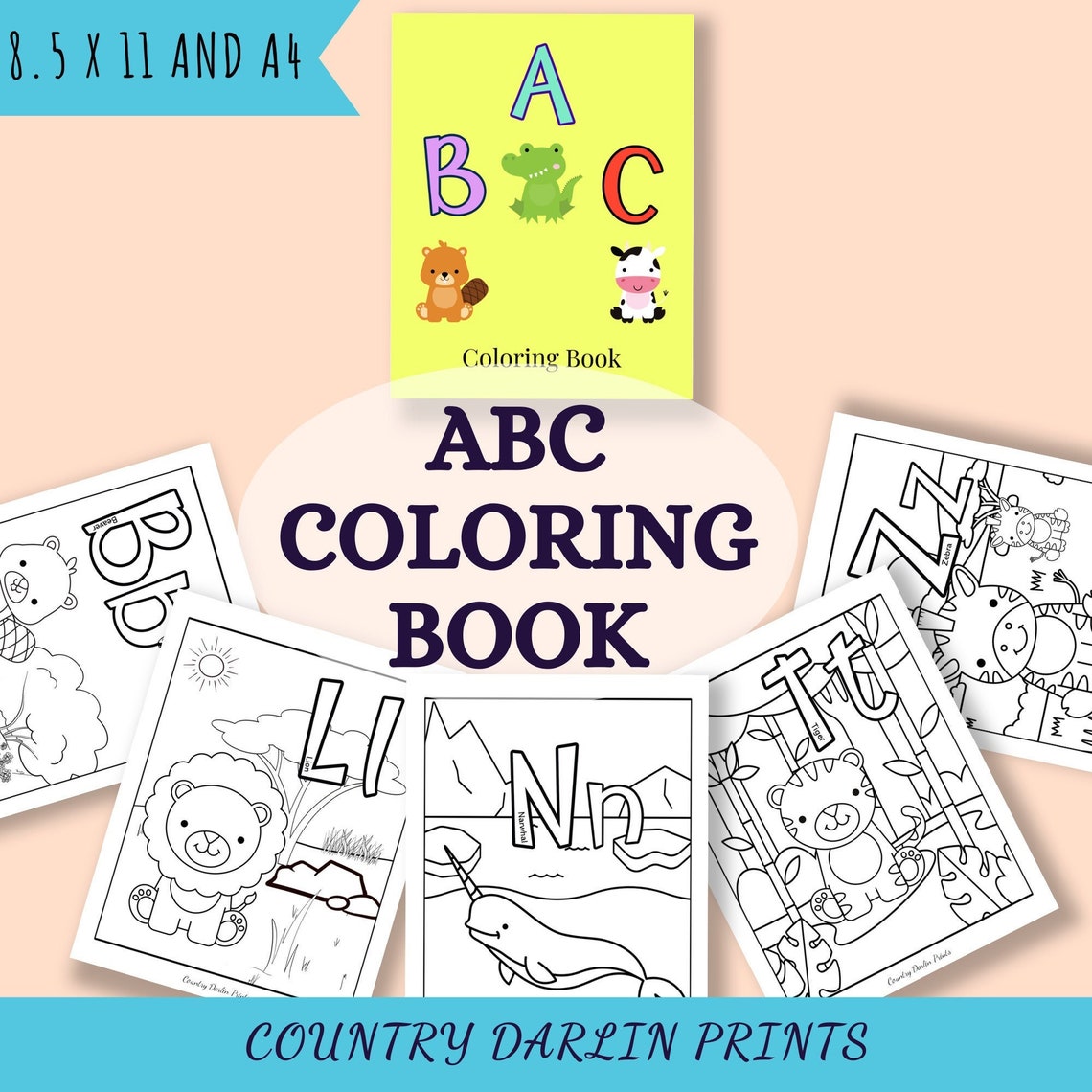 Alphabet Coloring Book, Printable ABC, Kids Activity Book, Coloring ...