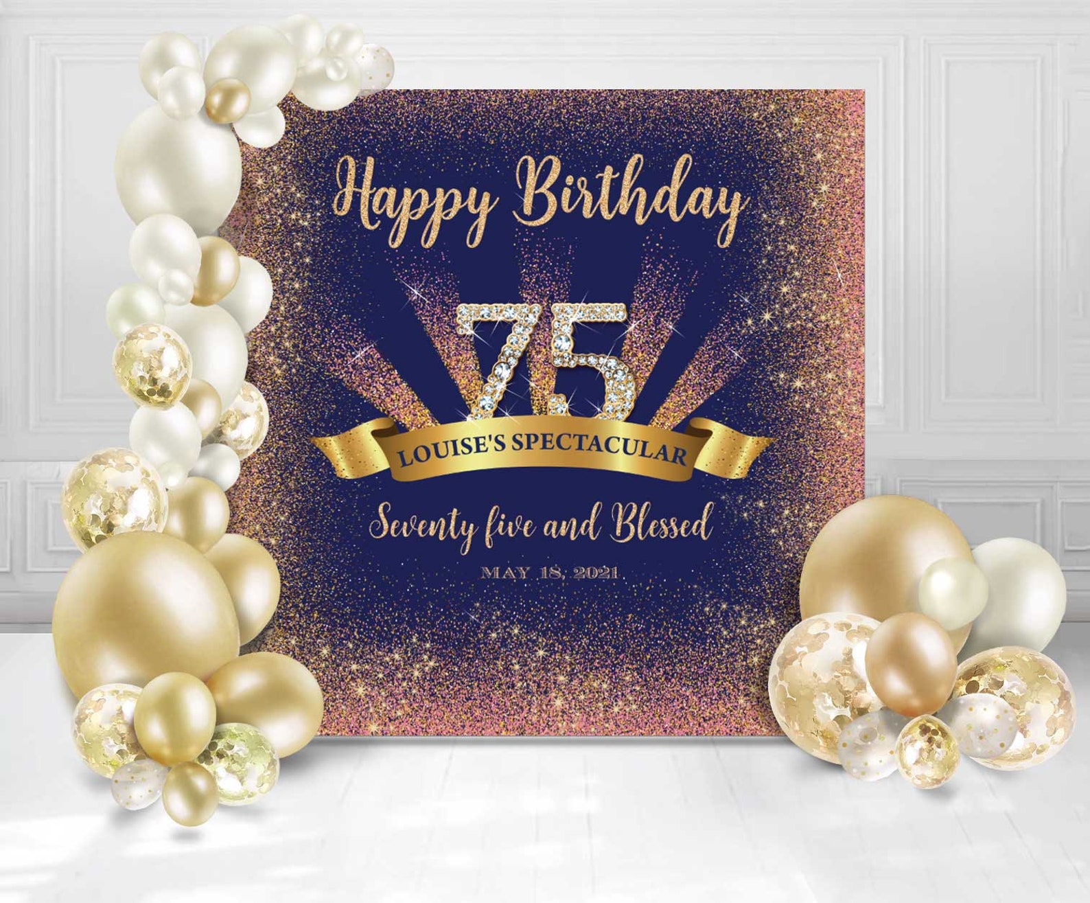 75th Spectacular Birthday Backdrop Personalized Diamond - Etsy