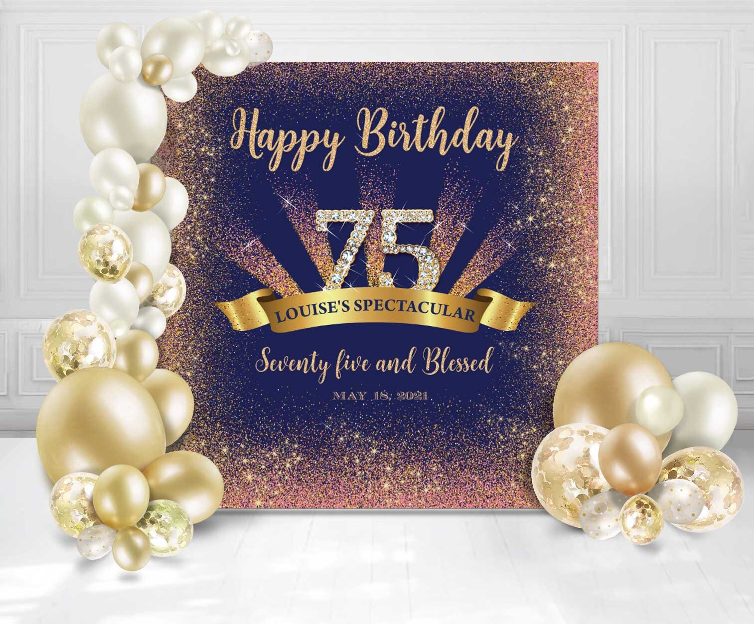 75th Spectacular Birthday Backdrop Personalized Diamond - Etsy Canada