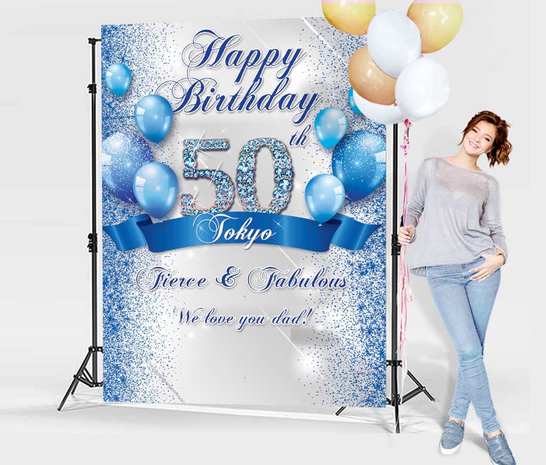 Personalized 50th Birthday Backdrops