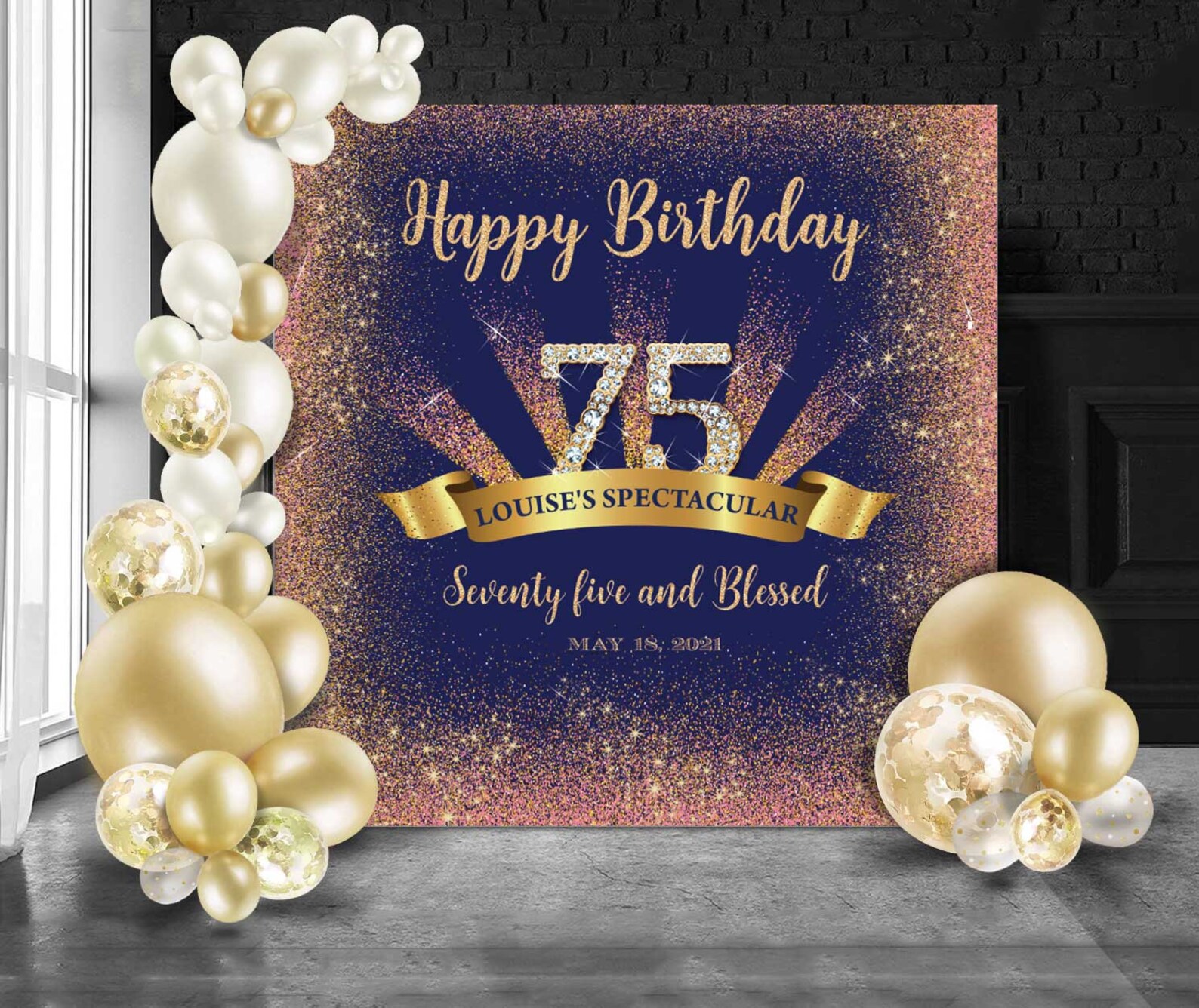75th Spectacular Birthday Backdrop Personalized Diamond - Etsy Canada