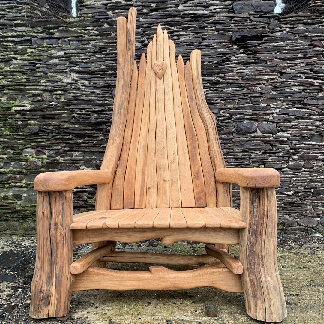 Handmade Rustic Wooden Throne Chair – Artisan Accent Piece for Indoor ...