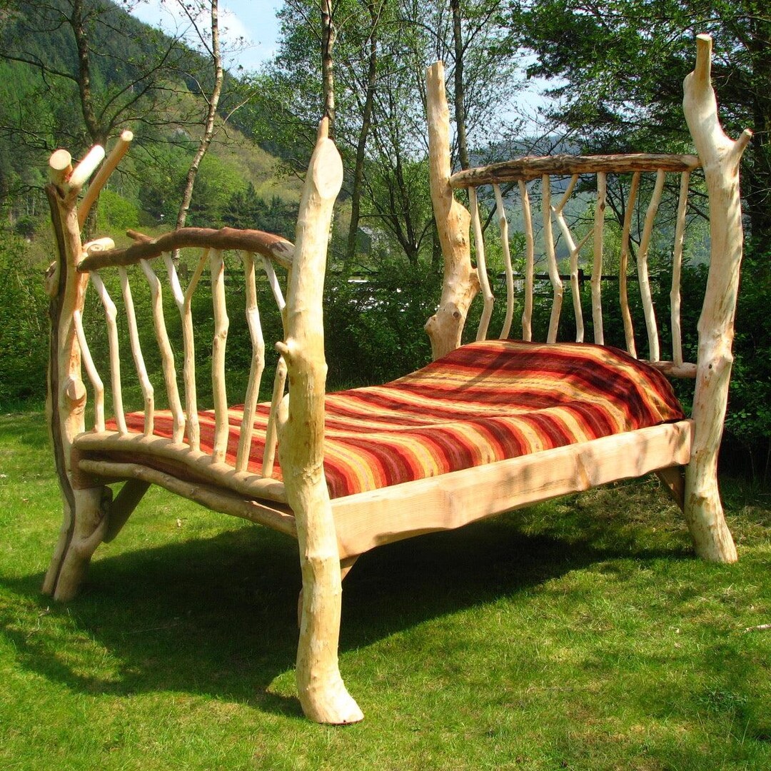 Rustic Four-poster Bed – Handmade Wooden Bed With Organic Branch Style ...