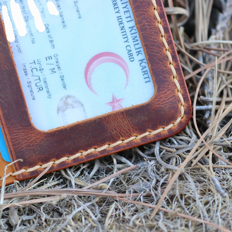 Tarjetero de piel de Caballo Loco hecho a mano: Cartera minimalista de ...