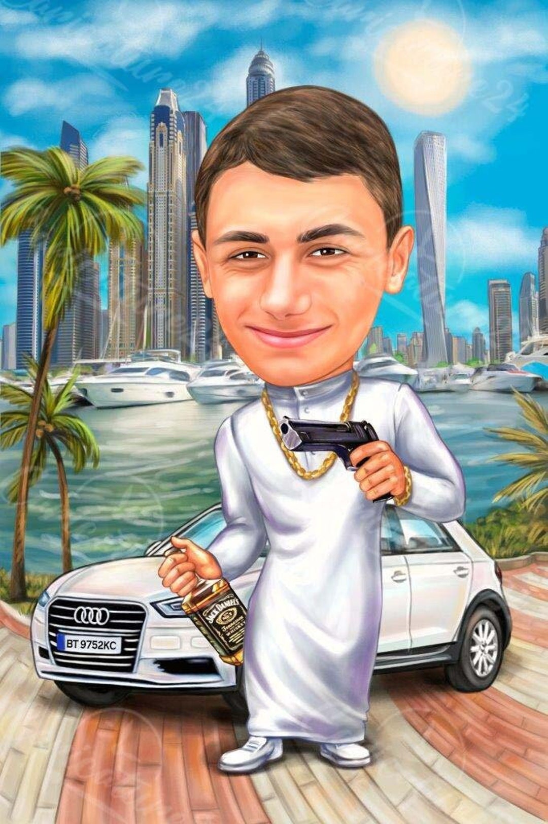 Dubai Custom Caricature | Personalized Digital Portrait, UAE Caricature ...