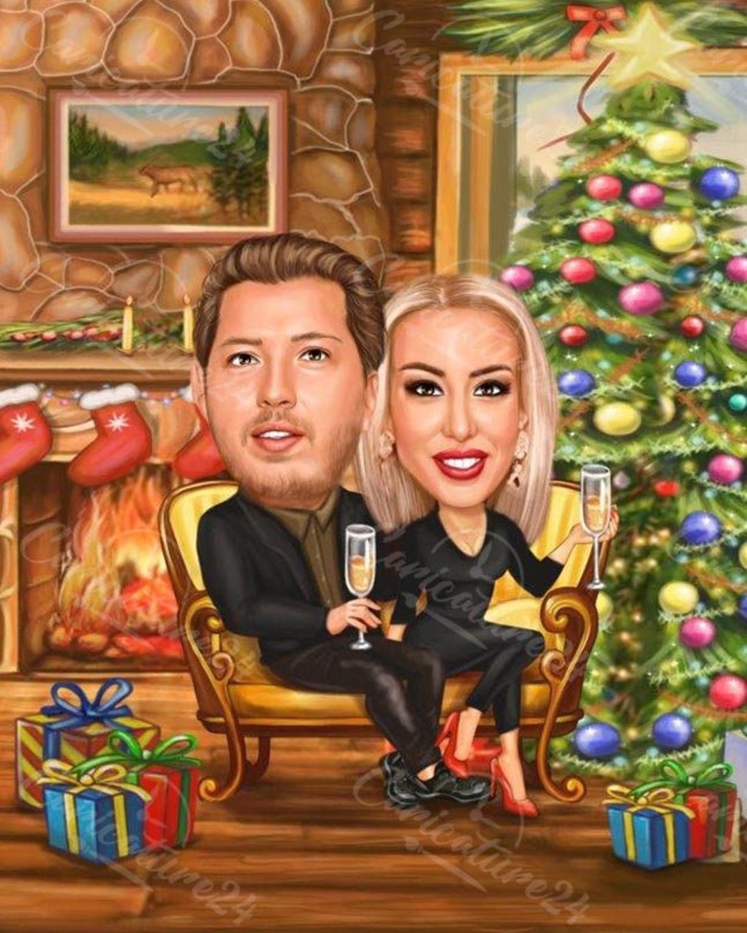 Christmas Caricature Drawings | Order A Family Christmas Caricature - Etsy