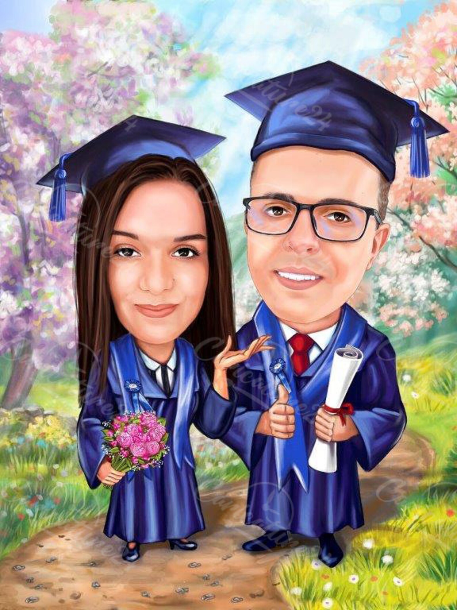 Graduation Caricature Graduation Portrait Caricature From - Etsy