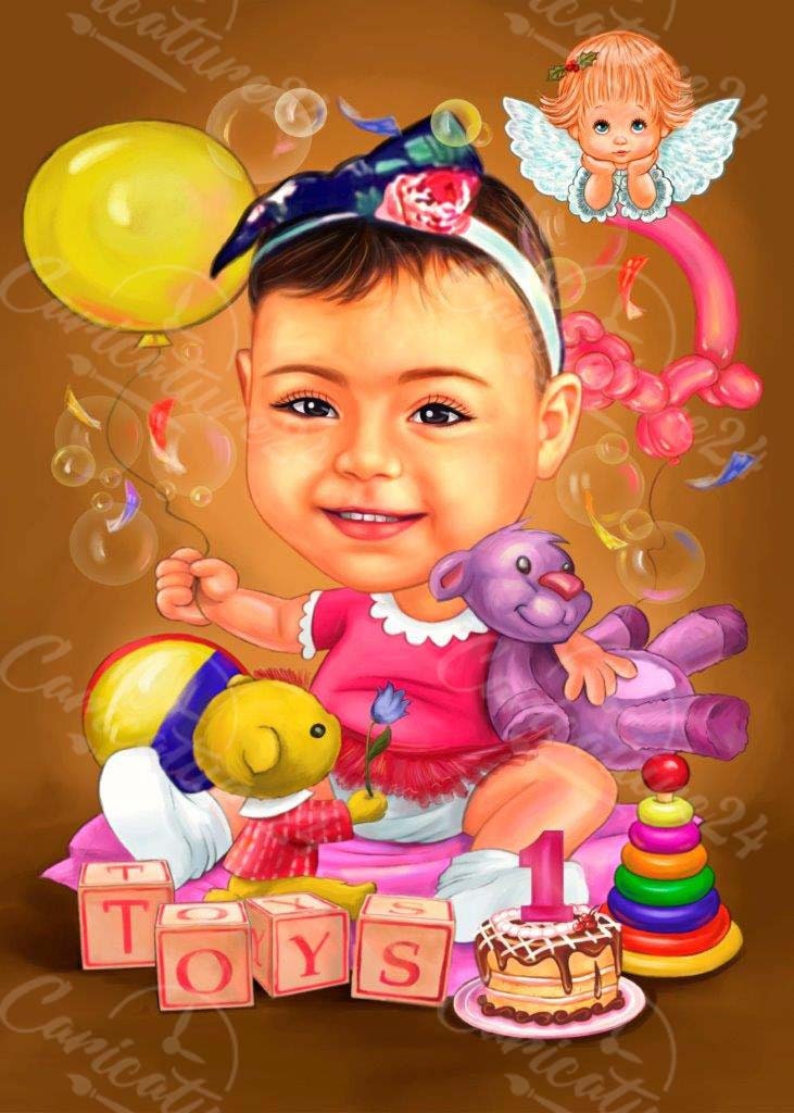 Baby Girl Caricature | Birthday Caricature| Hand-drawn Caricature ...