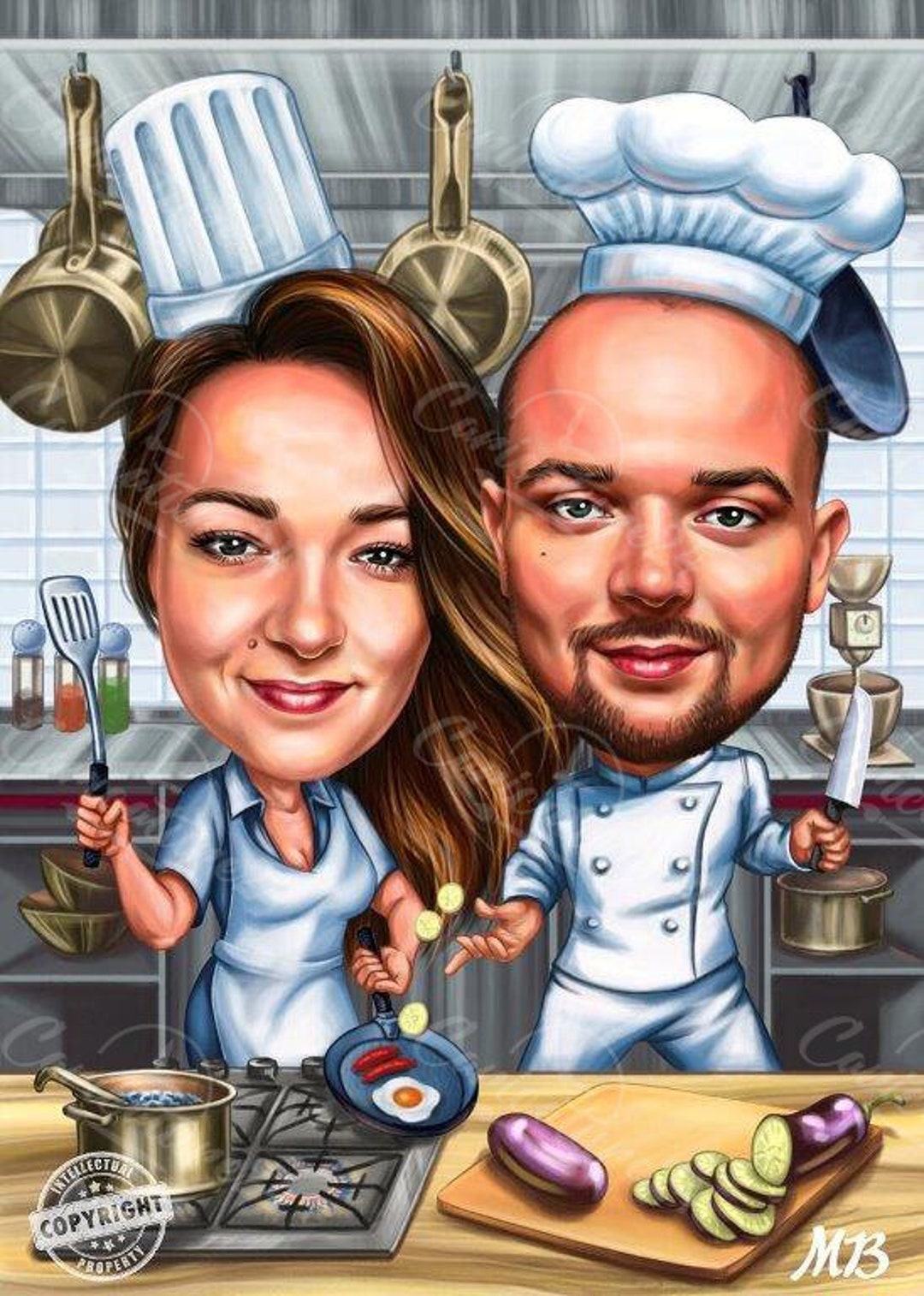 Custom Cooking Caricature| Hand-drawn Digital Caricature| Gift for Cook ...