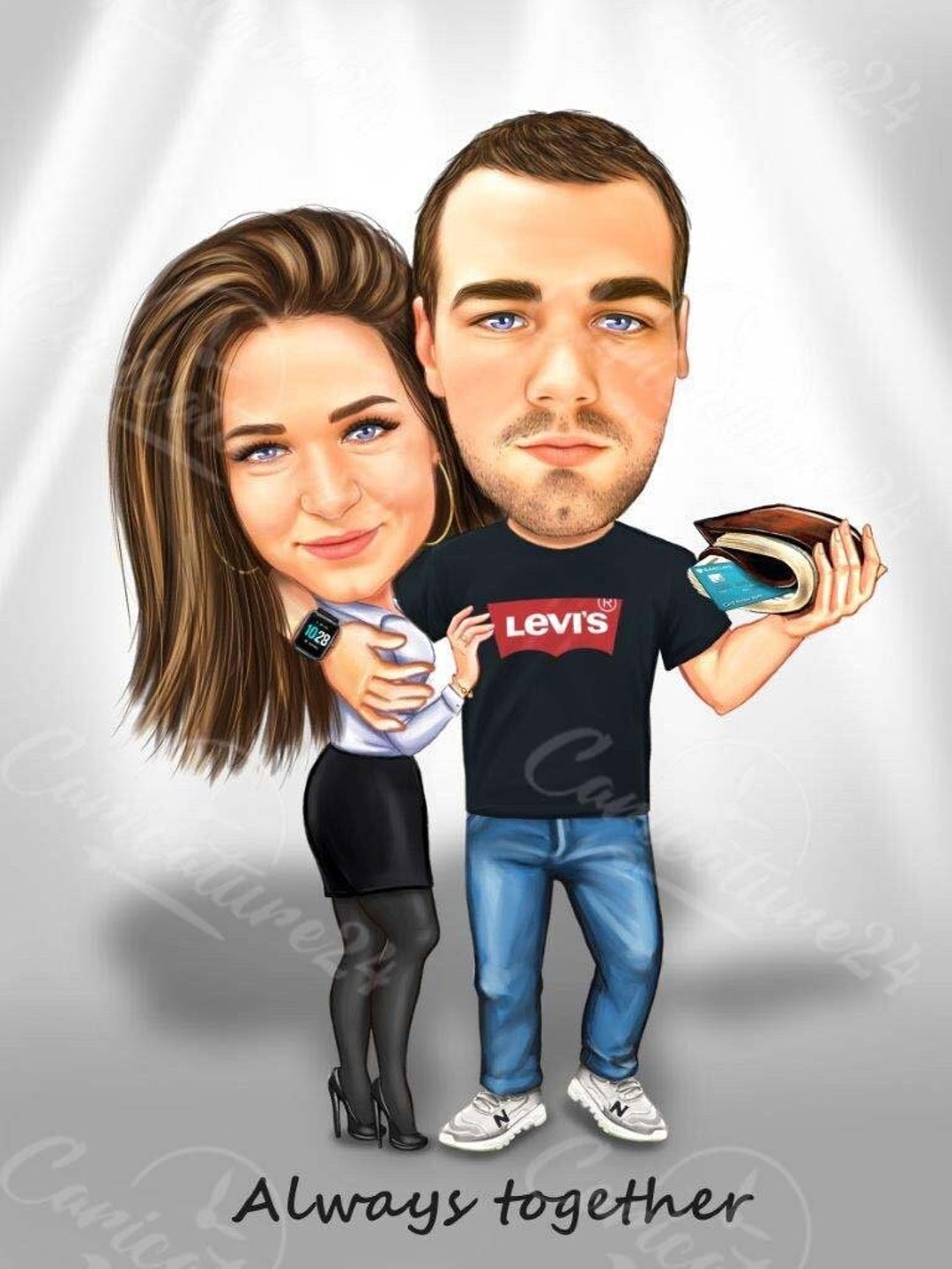 Hand-drawn Digital Caricature| Custom Portrait| Couple Caricature ...
