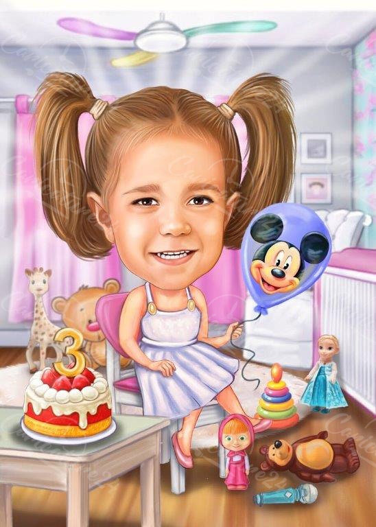Custom Kids Caricature Kids Portrait Caricature From Photo | Etsy