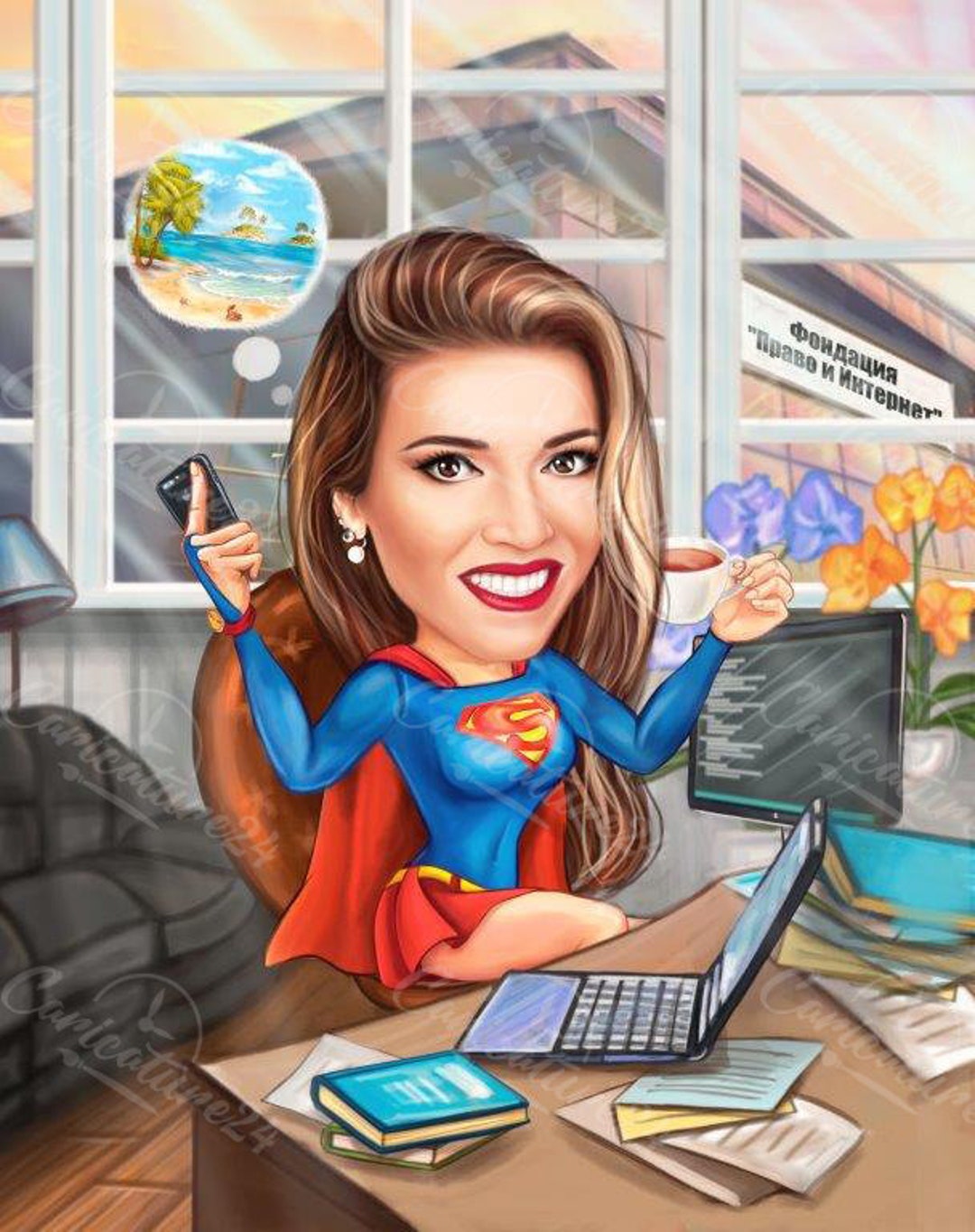 Office Caricature| Hand-drawn Caricature| Custom Portrait| Caricature ...