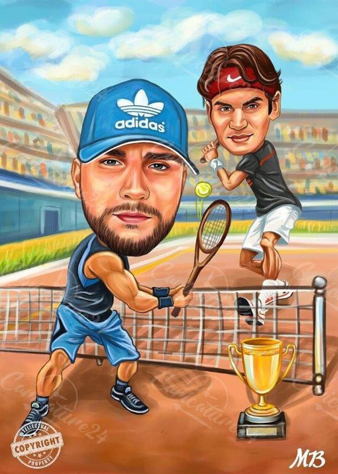 Tennis Player Caricatures | Fully Customized Tennis Player Caricature ...