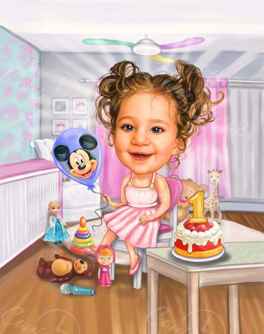 Baby Girl Caricature | Birthday Caricature| Hand-drawn Caricature ...