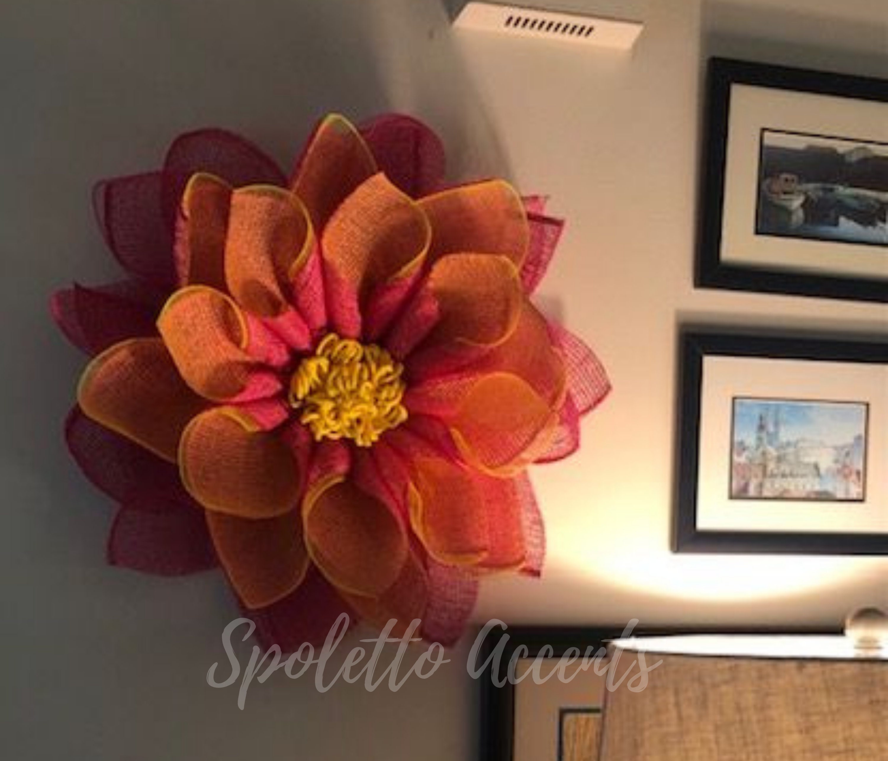 Spring Wreath Fused Petals Flower Wreath Fuscia and Yellow | Etsy