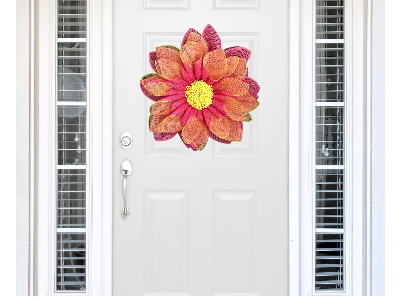 Spring Wreath Fused Petals Flower Wreath Fuscia and Yellow | Etsy