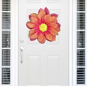 Spring Wreath Fused Petals Flower Wreath Fuscia and Yellow Poly Burlap ...