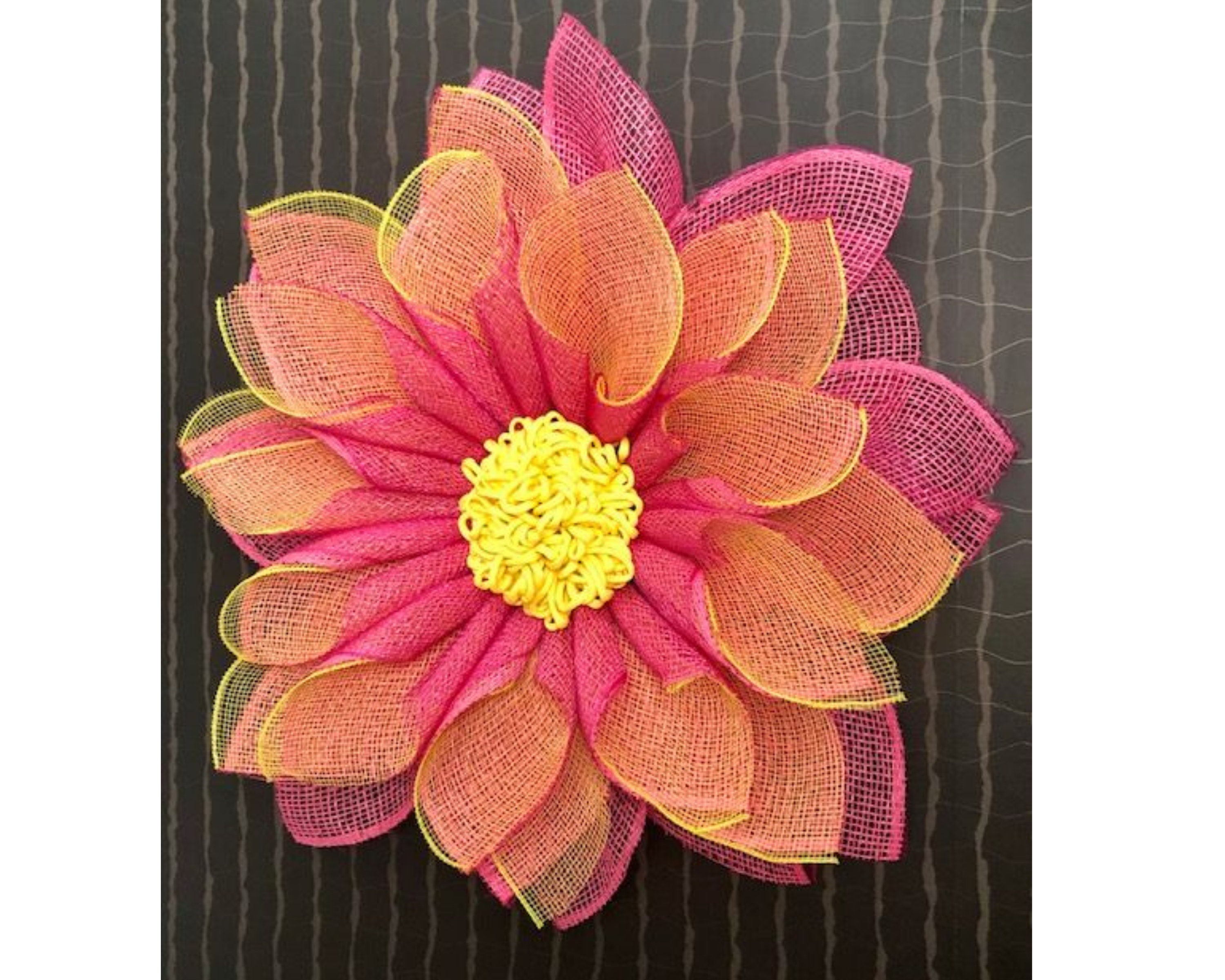 Spring Wreath Fused Petals Flower Wreath Fuscia and Yellow | Etsy