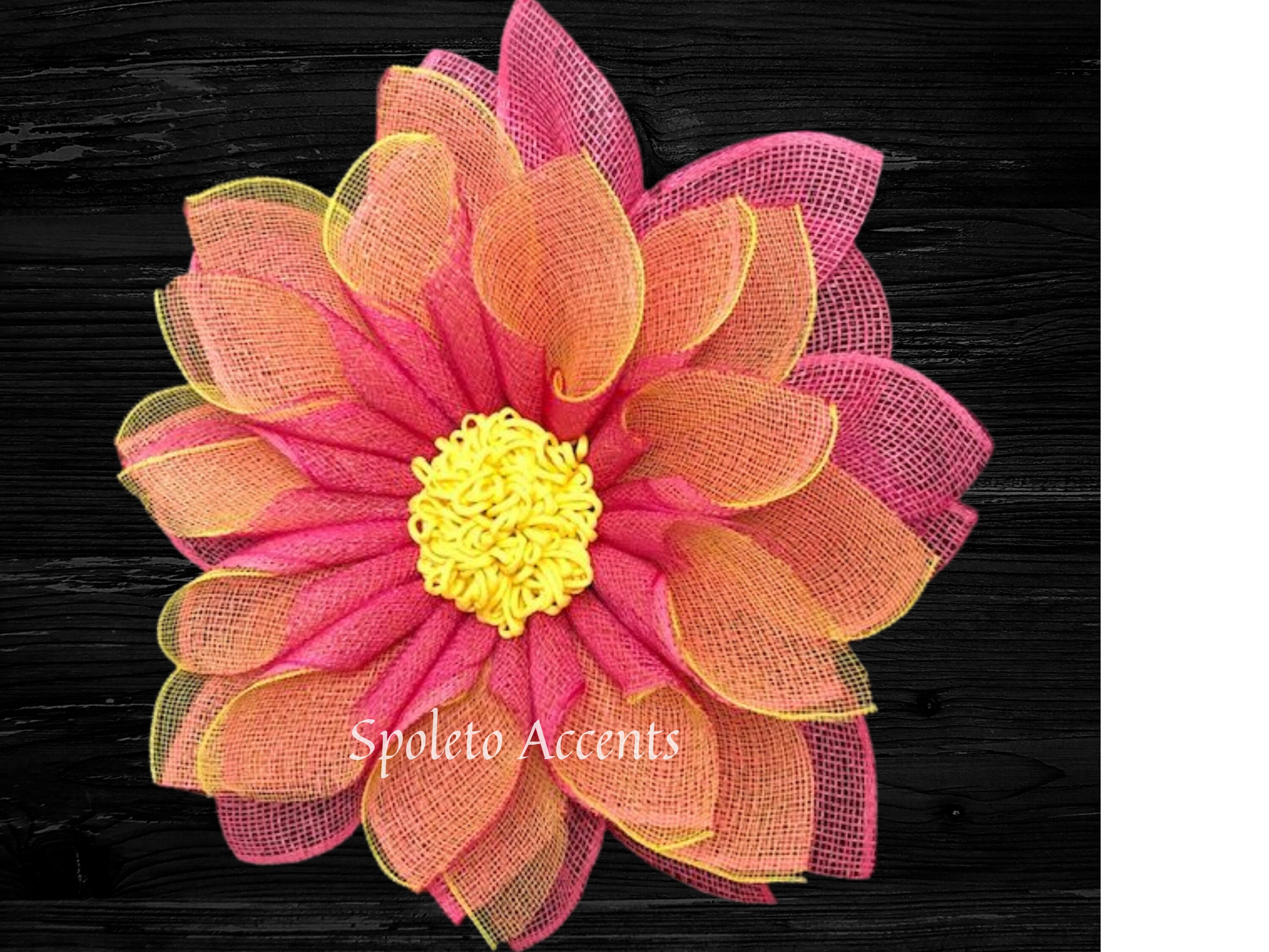 Spring Wreath Fused Petals Flower Wreath Fuscia and Yellow | Etsy