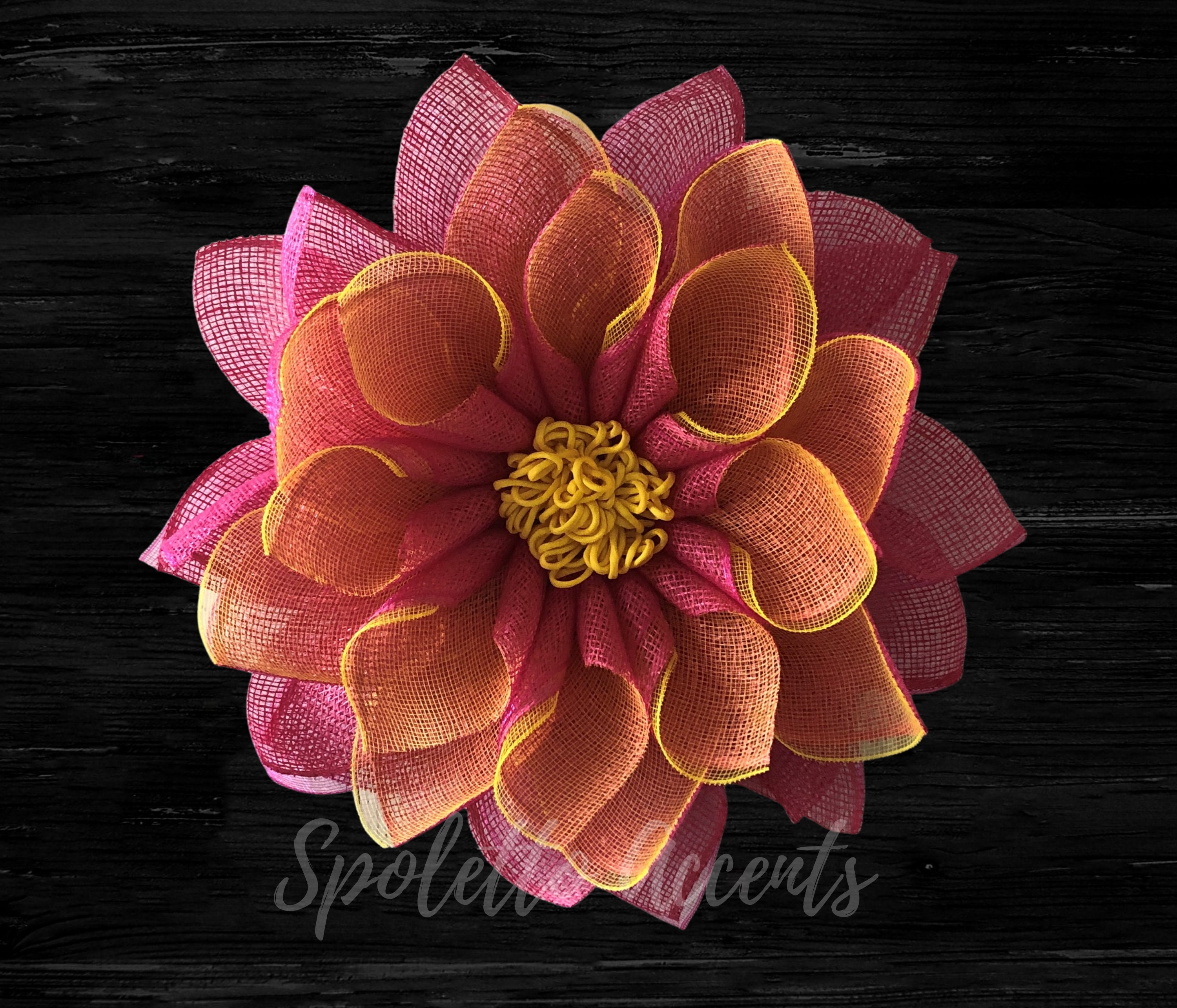 Spring Wreath Fused Petals Flower Wreath Fuscia and Yellow | Etsy