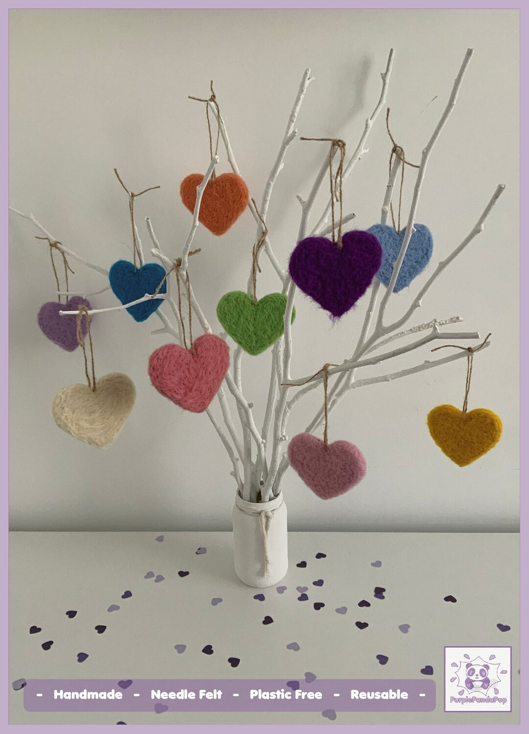 Hanging Heart Tree Decorations. Handmade, Plasticfree, Needlefelt ...