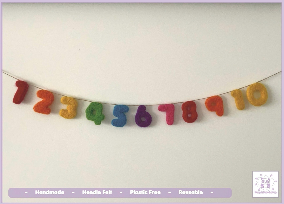 Number Line Garland 1-10. Handmade, Needlefelt Nursery/play Room ...