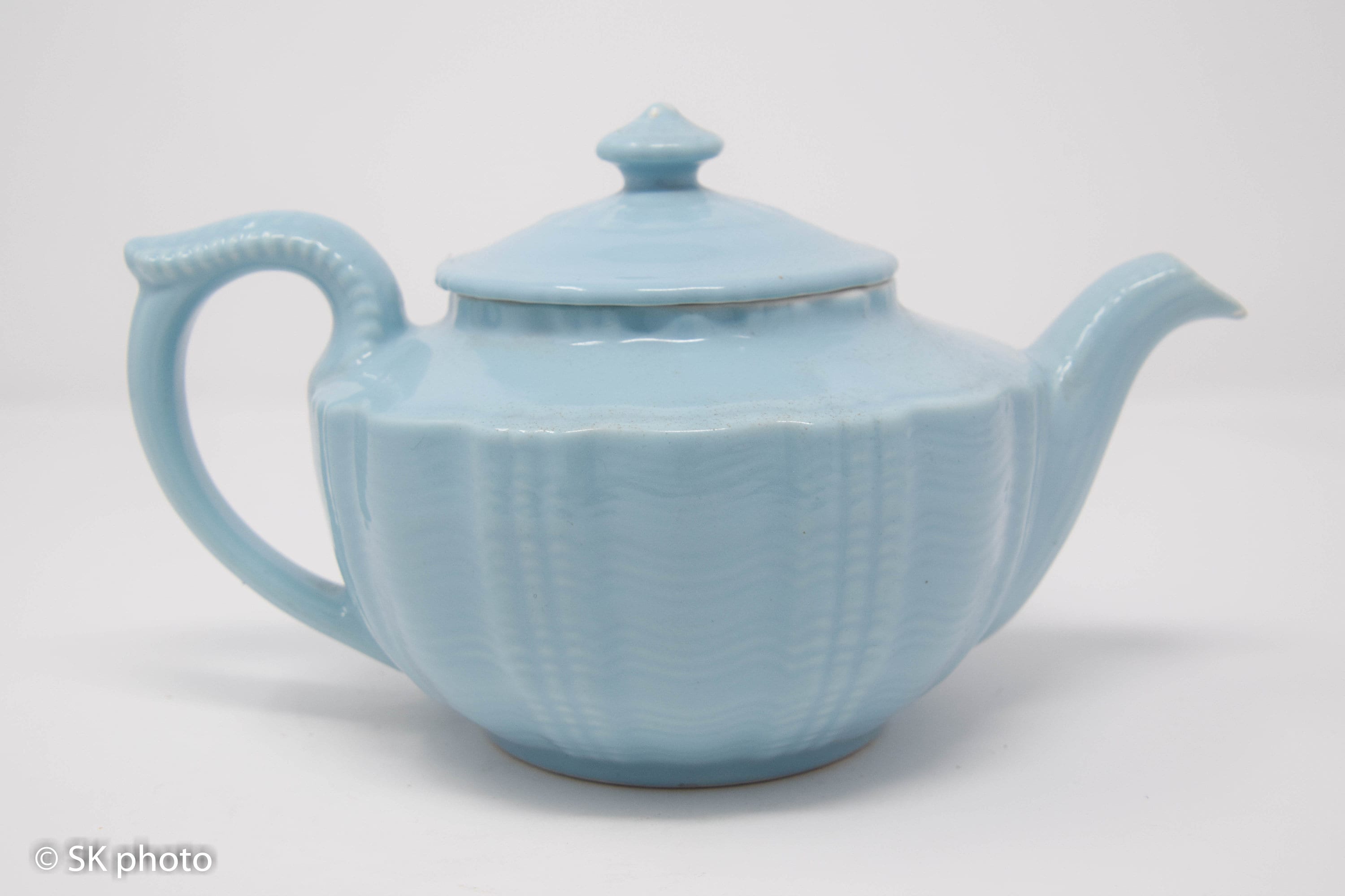Hall Birch Light Blue Teapot, Darby Pattern, Victorian Style, 1940's ...