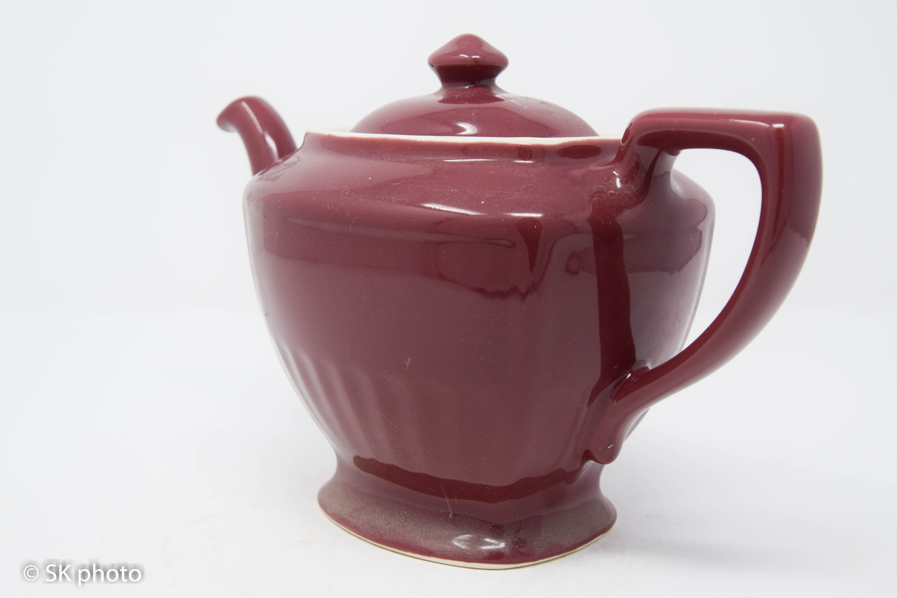 Vintage Hall Teapot, Made in USA, Burgundy Color, 1940's - Etsy