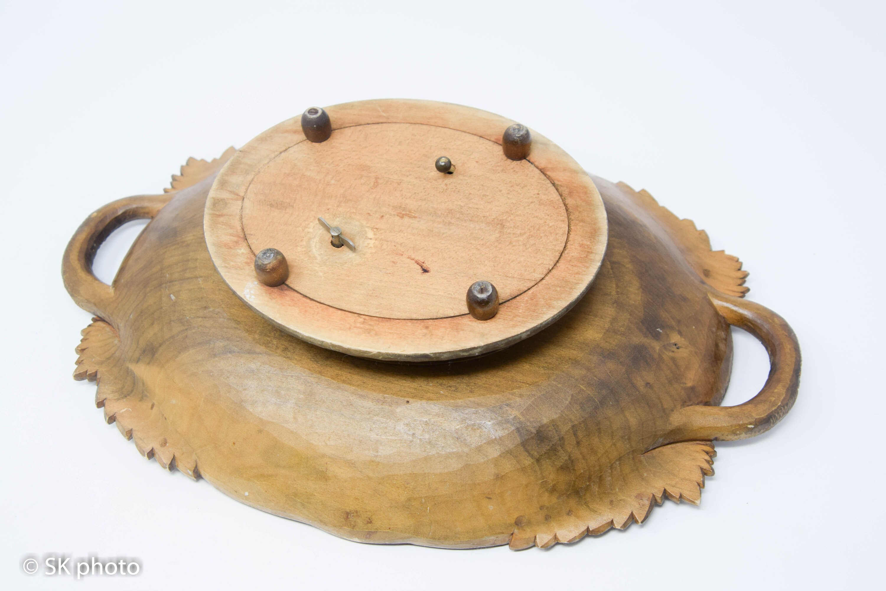 Vintage Music Box Bowl - Carved Wood - Grape Motif - Etsy