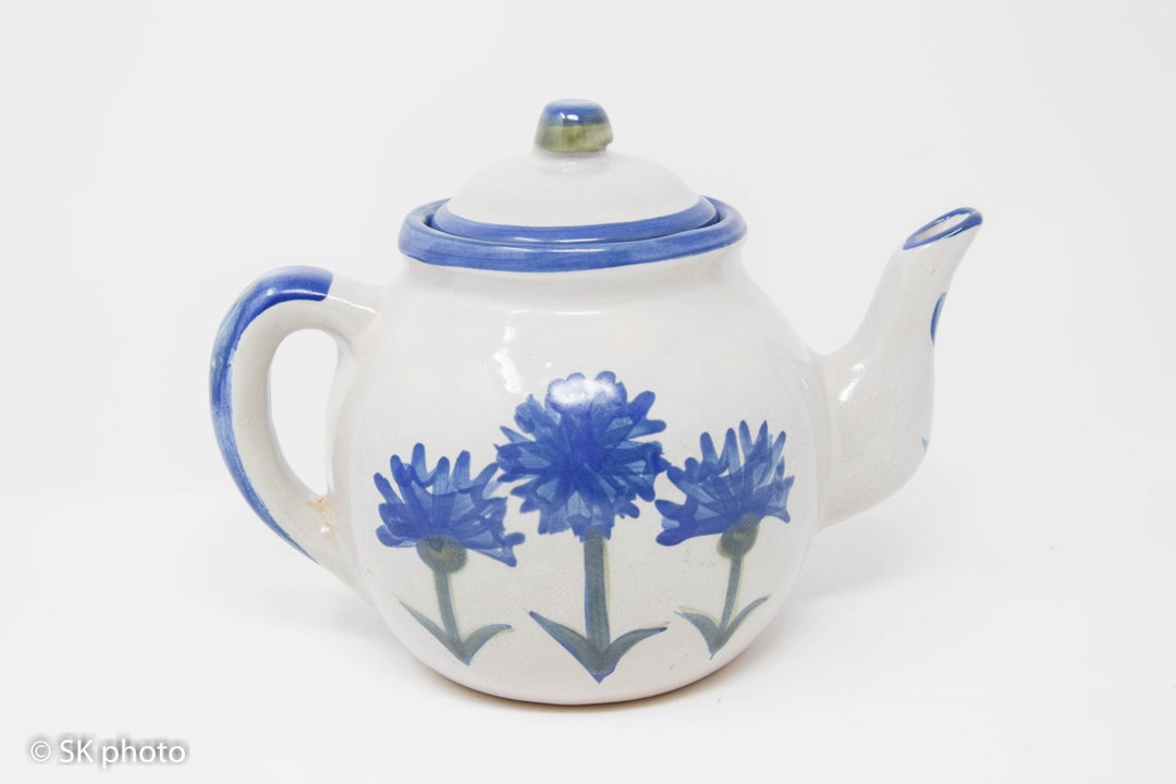 Kentucky Pottery Vintage Blue Cornflower Stoneware Kitchen Teapot - Etsy