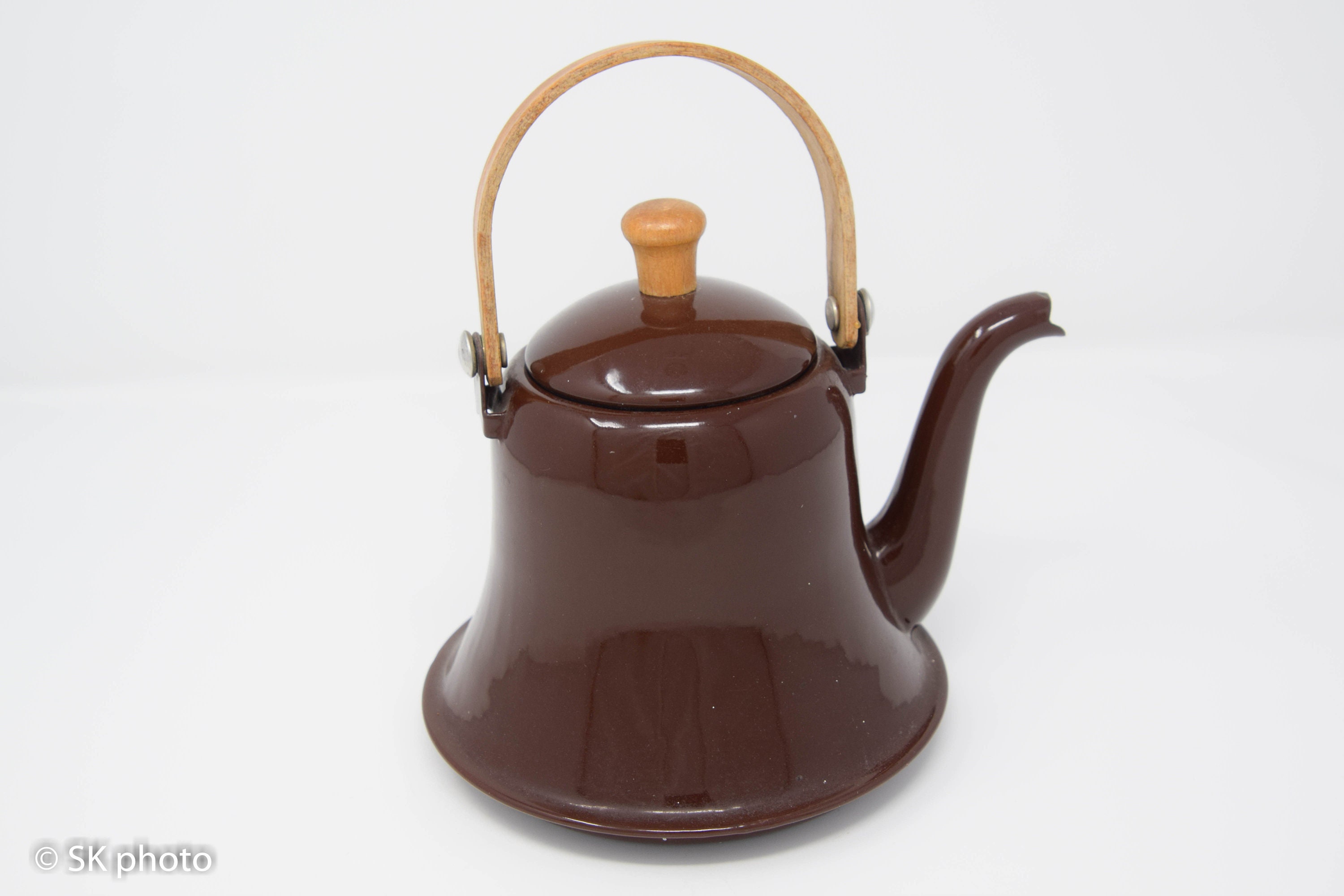 Tetera Vintage con Mango de Madera - Etsy España