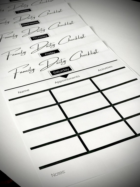 Family Checklist Printable - Etsy