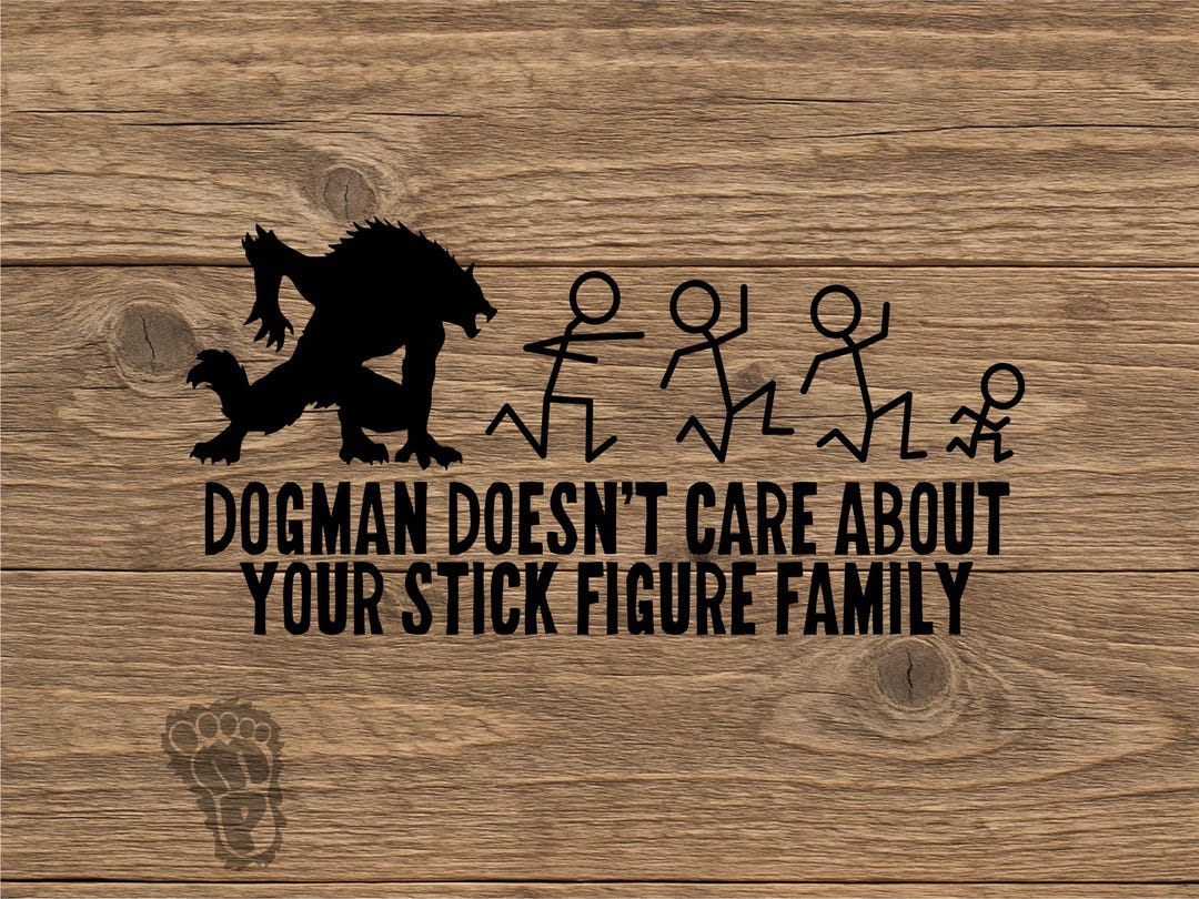Dogman Chasing Stick Figure Family Decal – Funny Dogman Doesn't Care ...