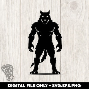 Dogman Alpha | Cryptid Silhouette Cut File | Dogman Clipart: SVG, PNG ...