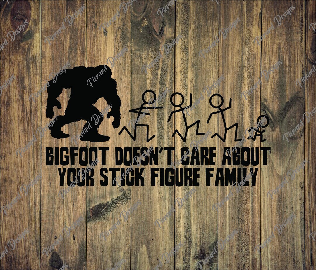 Bigfoot Chasing Stick Figure Family Decal – Funny Sasquatch Doesn't ...