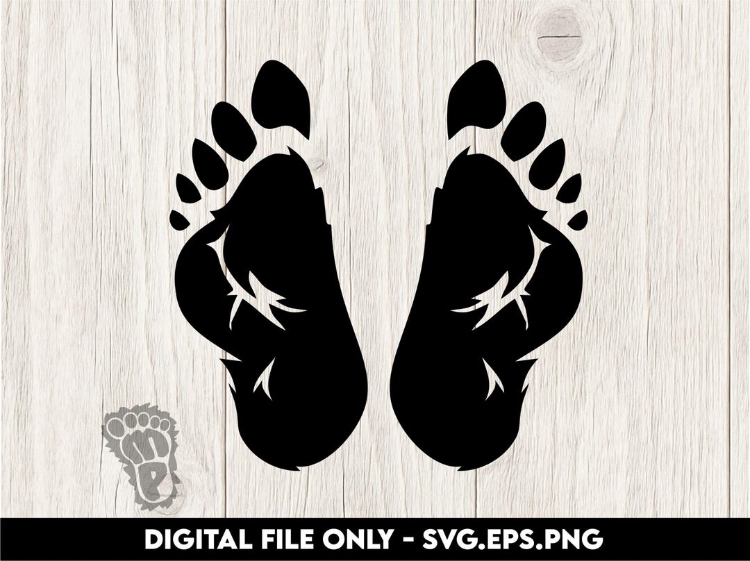 Bigfoot Double Track SVG, EPS, PNG | Rugged Furry Sasquatch Footprints ...