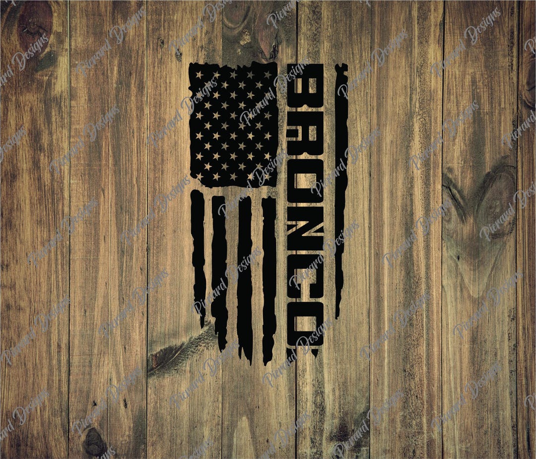 Ford Bronco Text With Flag Vinyl Decal - Etsy