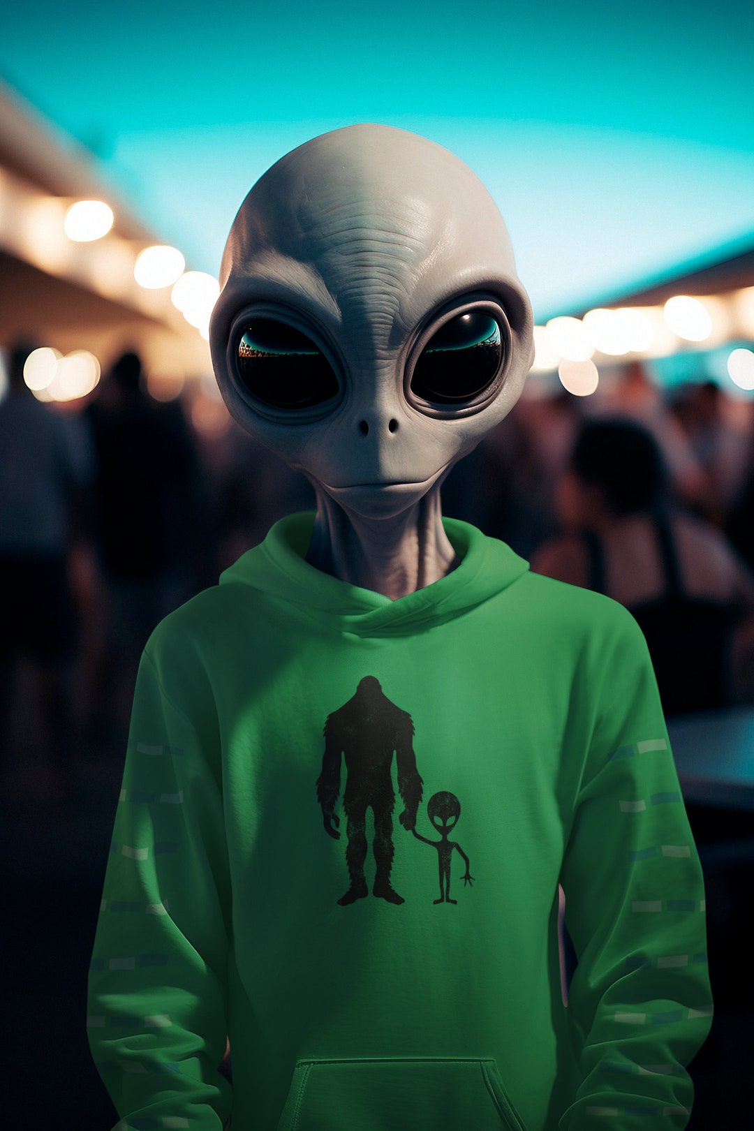 Bigfoot and Alien Hooded Sweatshirt Unleash Your Inner Cryptid - Etsy